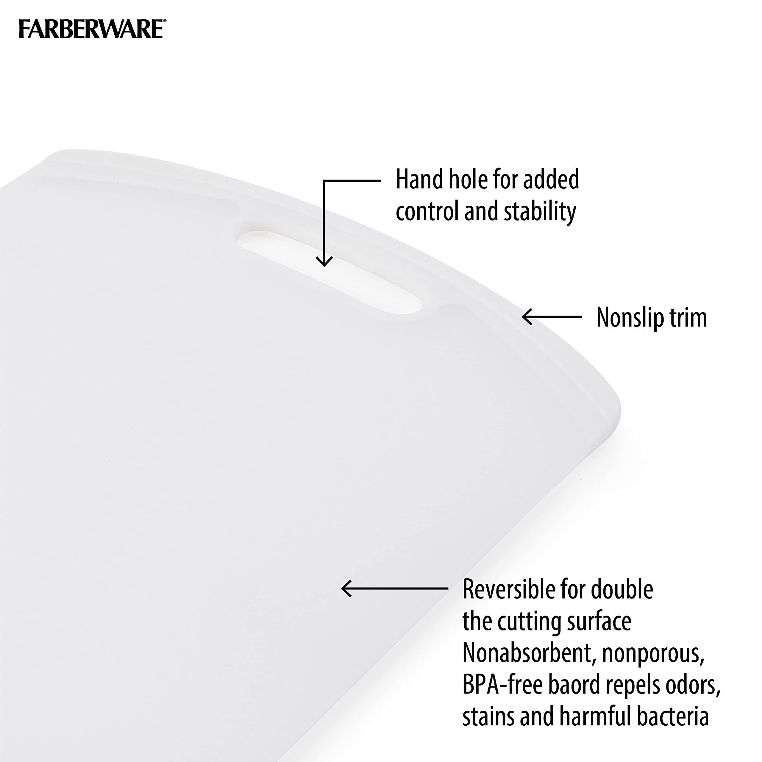 Farberware Nonslip Cutting Board, 11x14 Inch, Translucent White
