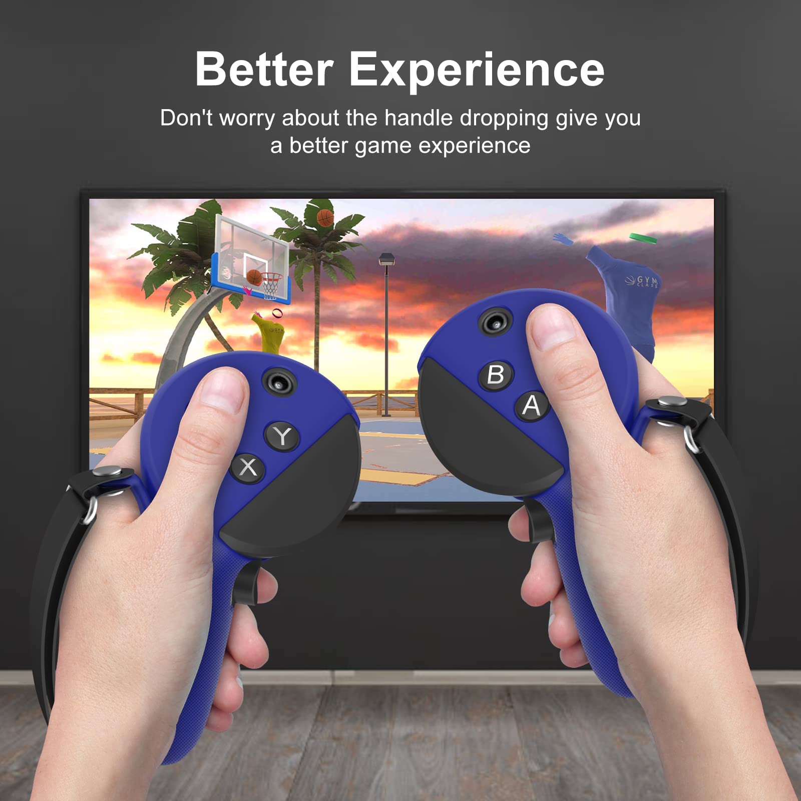 Controller Cover Compatible with Meta Quest Pro Accessories, Silicone Grip Cover with Knuckle Strap for Meta Pro Controller, Easy to Charge/Anti-throw/Steady Signal/Unobstructed Tracking (Blue)