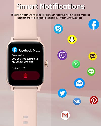 Smart Watch for Women (Answer/Make Call), 1.8" Touch Screen Activity Trackers for Android iPhone Compatible with Alexa Built in, Fitness Heart Rate Blood Oxygen Sleep Monitor, IP68 Waterproof