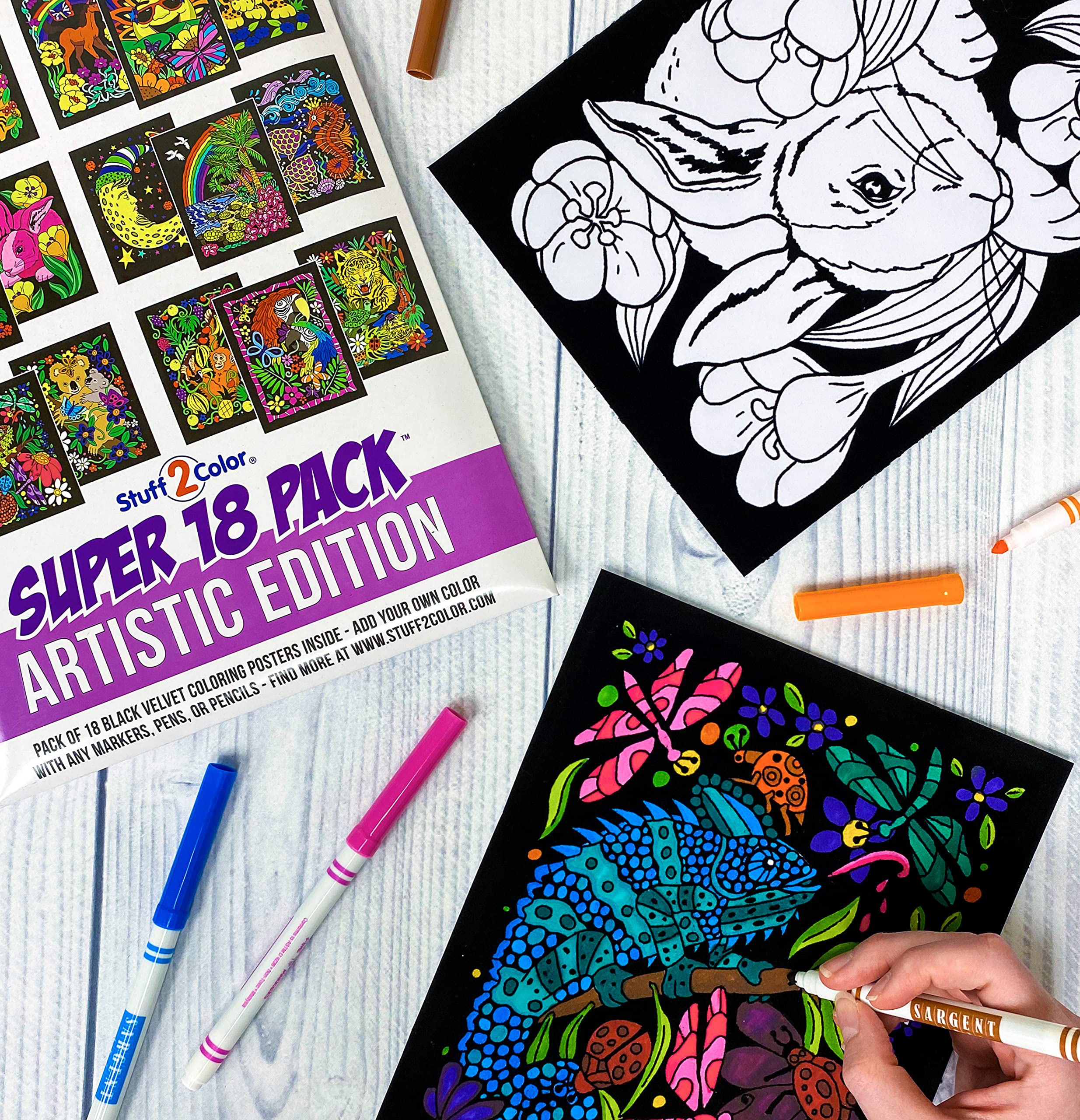 Colossal Pack of 54 Fuzzy Velvet Coloring Posters (All Unique Designs) - Bulk Crafts and Coloring Activity for All Ages - Great for Group Projects, Assisted Living, Classrooms, and Rehab Centers