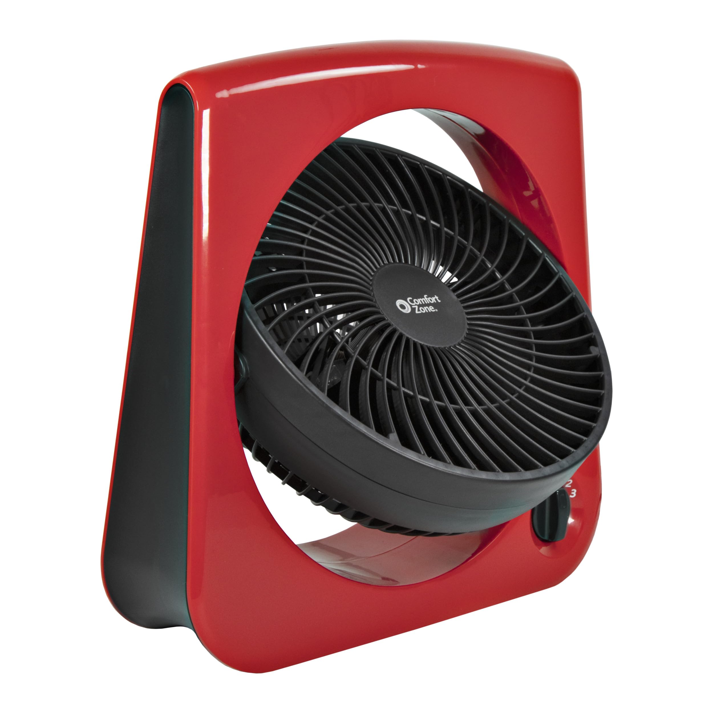 Comfort Zone 10" 3-Speed Turbo Table/Desk Fan with 180-Degree Adjustable Head, Adjustable Tilt, Ideal for Home, Bedroom & Office, CZ111RD