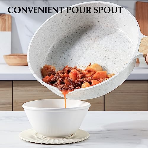 SENSARTE Nonstick Ceramic Sauté Pan 12-Inch, Non-toxic Deep Frying Pan Skillet with Lid, Healthy Jumbo Cooker, Stay Cool Handle, Induction Compatible, PFOA & PFAS Free