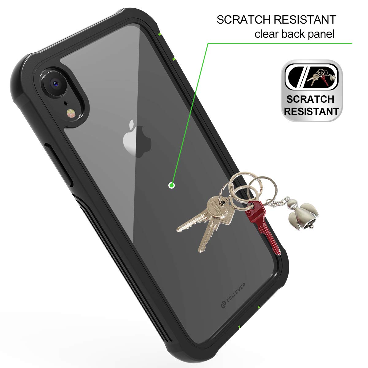 CellEver Clear Full Body Case for iPhone XR, Military Grade Protection with Soft TPU Bumper and [Built-in Screen Protector] [Lightweight] Shockproof Transparent Phone Cover 6.1 Inch (Black)