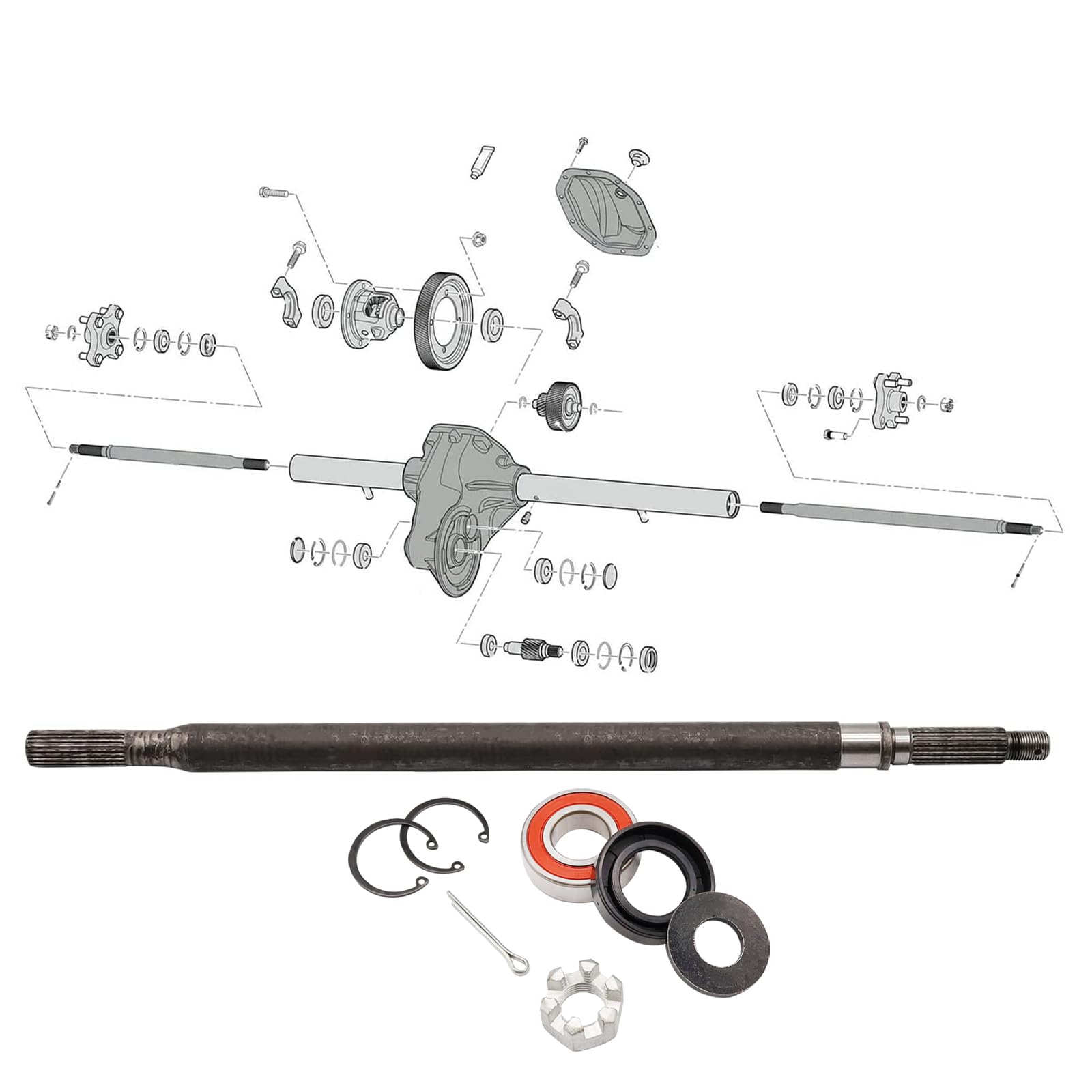 Drive-up Rear Spline Axle Shaft for EZGO RXV Electric Golf Cart 2008-Up Driver Side OEM 620337 614208