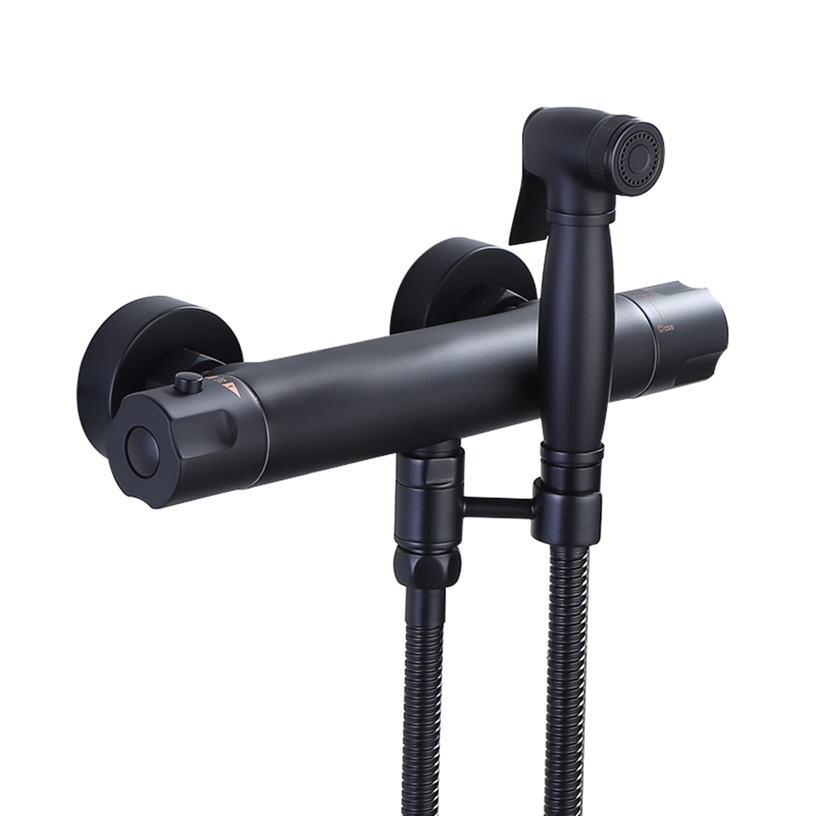 GeRRiT Handheld Bidet Sprayer for Toilet, Bathroom Thermostatic Bidet Shower Set, Wall Mounted Bidet Faucet with Hot and Cold Water, Brass Toilet Bidet Attachment, Black