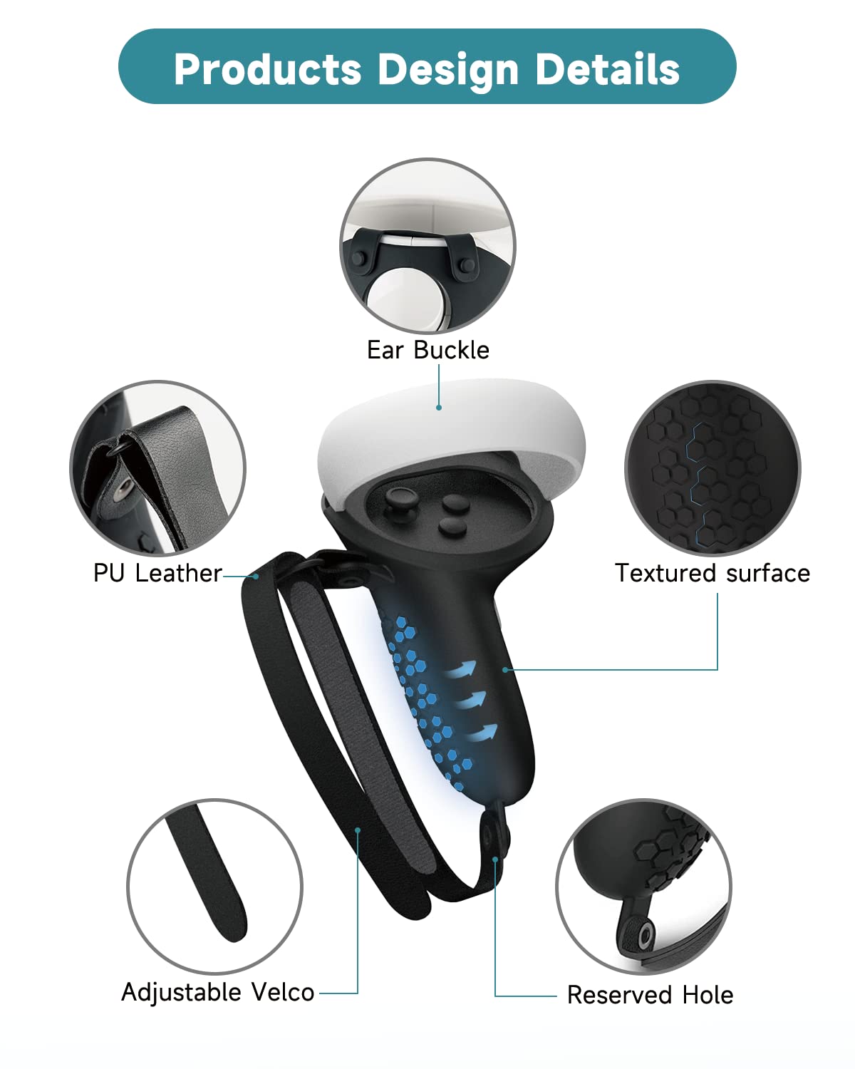 Controller Grips Compatible with Oculus Quest 2 Accessories, OKAYCAT Quest 2 Hand Strap Soft Anti-Slip Silicone Grip Cover, Controller Straps for Meta Quest 2 with Adjustable Knuckle Straps