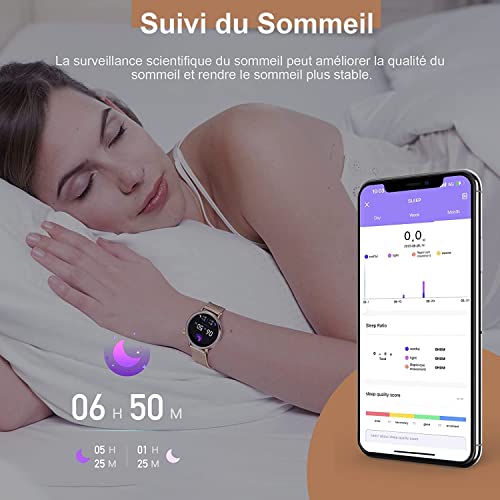 Smart Watches for Women Android Smartwatch for iPhone Compatible iOS Phones Call Recieve Text Heart Rate Blood Pressure Sleep Monitor Activity Tracker IP68 Waterproof