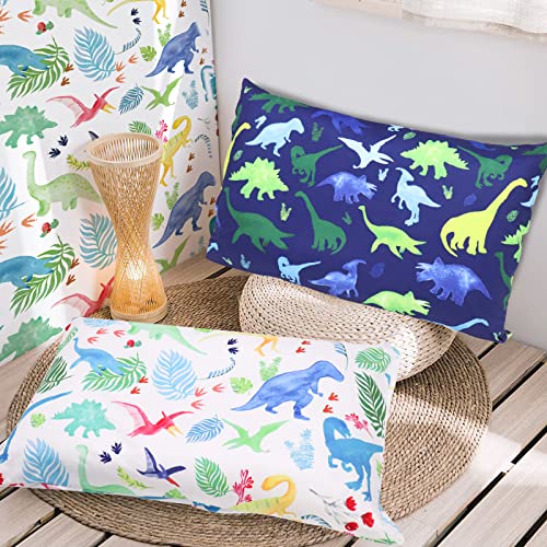 Toddler Pillowcase, Kids Pillow Cover for Sleeping, 2 Pack Dinosaur Set Fit Pillow Sized 13"x 18" Or 14"x19", 100% Silky Soft Microfiber, Envelope Closure, Baby Travel Pillowcase for Boys Girls