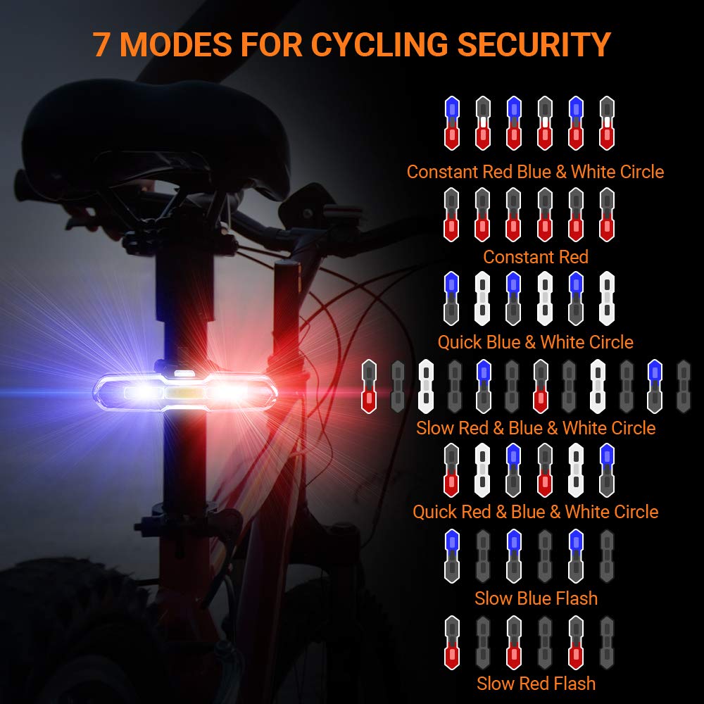 CS Force Bike Light Set, Anti-Theft Alarm Bicycle Front & Tail Light USB Rechargeable Waterproof Cycling Headlight and Taillight Set with 3 Lighting Modes 5 Sounds Loud Siren, Fits Mountain Road Bike