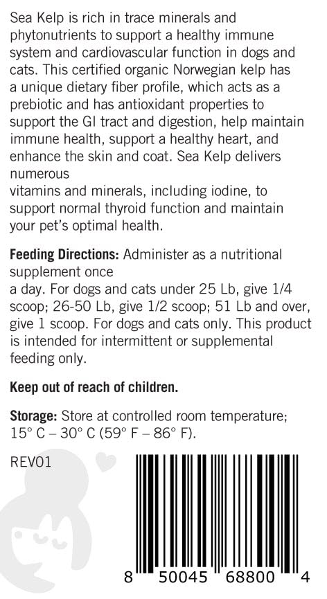 Kelp Powder for Dog & Cat - Organic Sea Kelp Supplement Granules Powder (16 Oz, 1 Pound)