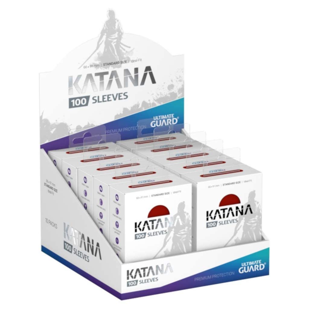 Ultimate Guard Katana Sleeves Red Standard Size Cards Display Box [10 Packs]
