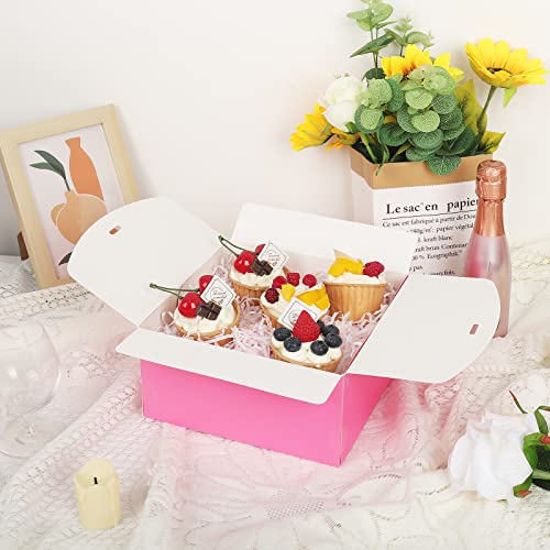 GINLEBO Pink Gift Boxes with Lids 10 Pack β Kraft Paper 8"x8"x4β Small Gift Box Set with Ribbons and Stickers β Groomsmen Bridesmaid Proposal Box β Present Box for Birthday, Wedding, Xmas
