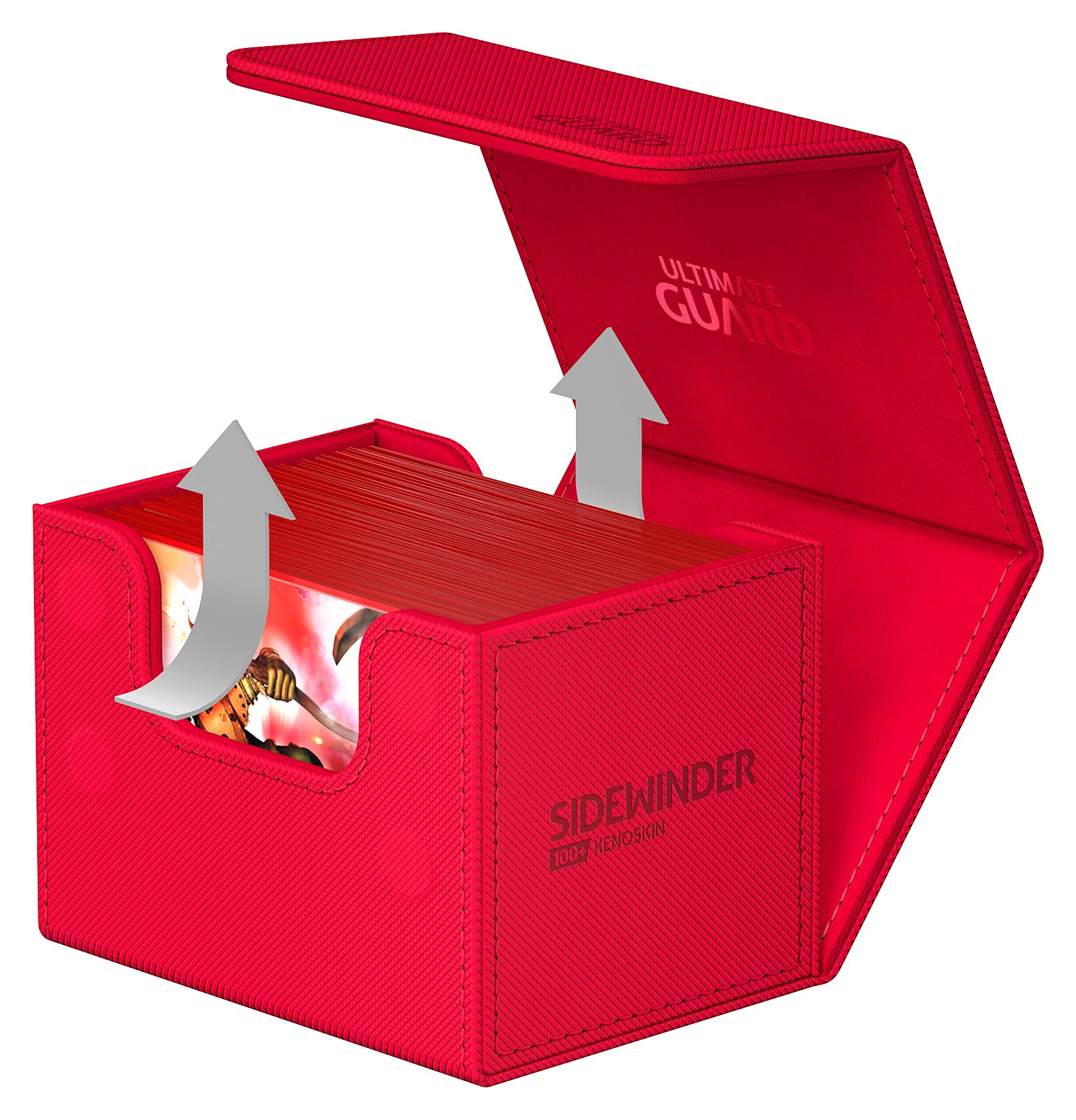 Ultimate Guard Sidewinder 100+, Deck Box for 100 Double-Sleeved TCG Cards, Red, Magnetic Closure & Microfiber Inner Lining for Secure Storage