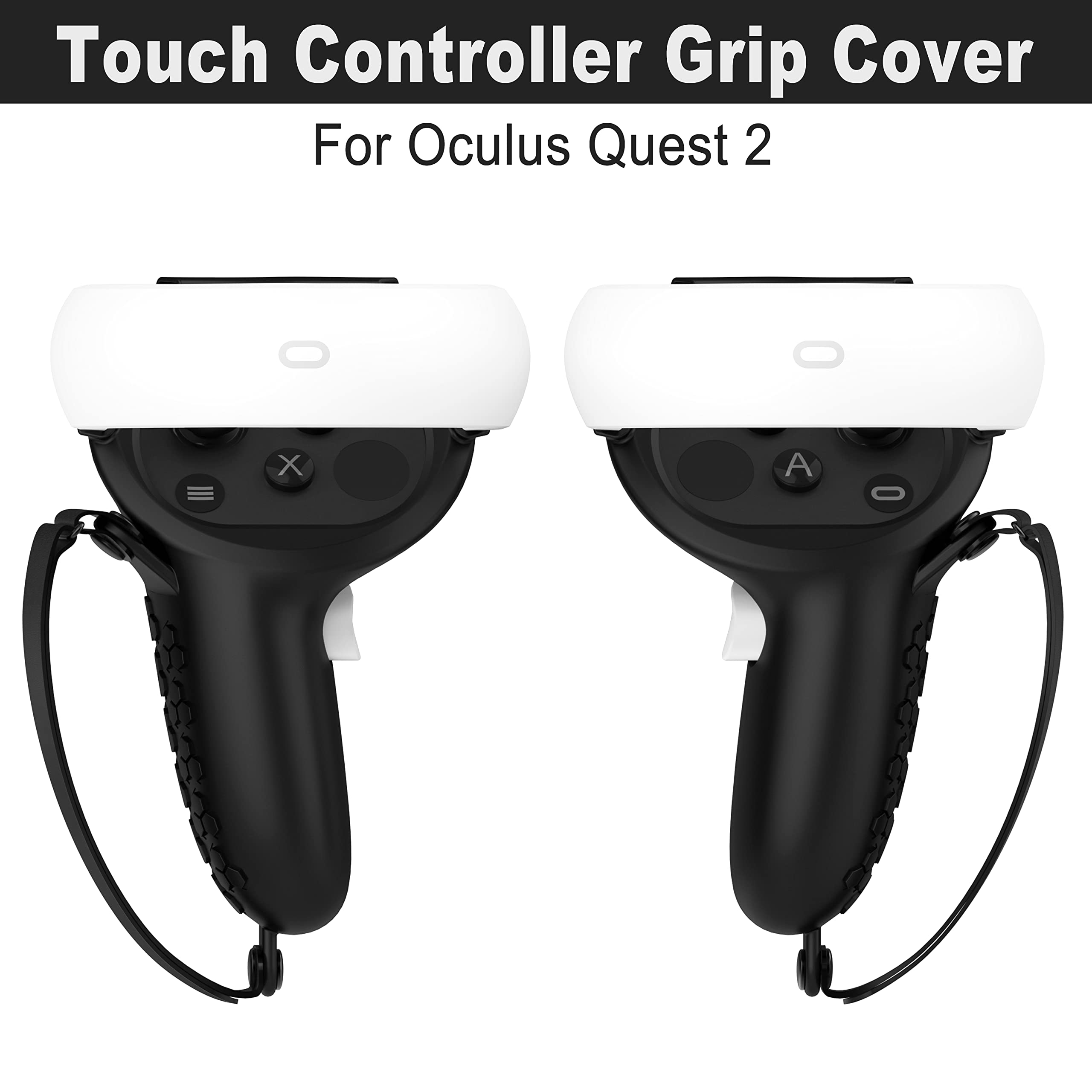 Controller Grips Cover Compatible with Quest 2 Accessories,Silicone Material Cover Protector with Adjustable Knuckle Straps 1Pair