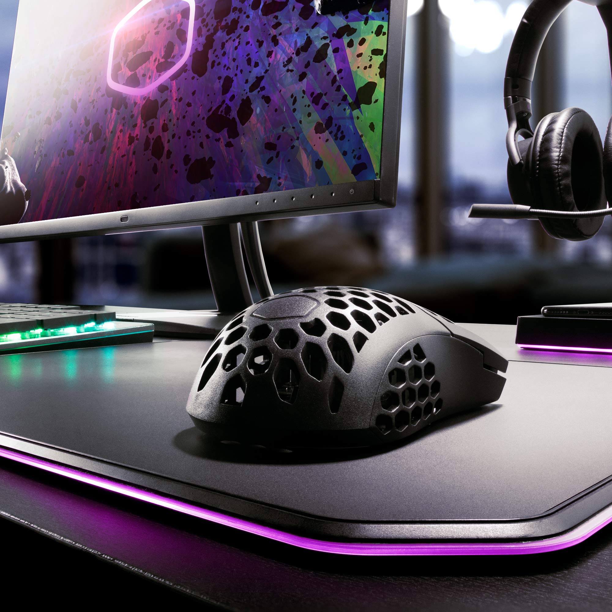 Cooler Master MM710 53G Gaming Mouse with Lightweight Honeycomb Shell, Ultralight Ultraweave Cable, Pixart 3389 16000 DPI Optical Sensor