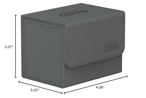 Ultimate Guard Sidewinder 80+, Deck Box for 80 Double-Sleeved TCG Cards, Grey, Magnetic Closure & Microfiber Inner Lining for Secure Storage