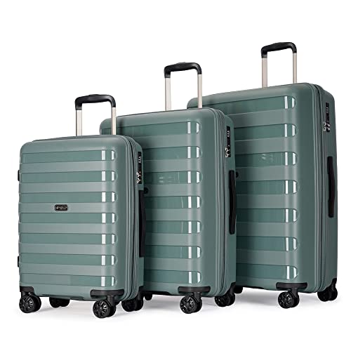 GinzaTravel 3-piece sets luggage with scratch-resistant PP material, expandable(all 20 24 28 Super light, large-capacity double seal suitcase