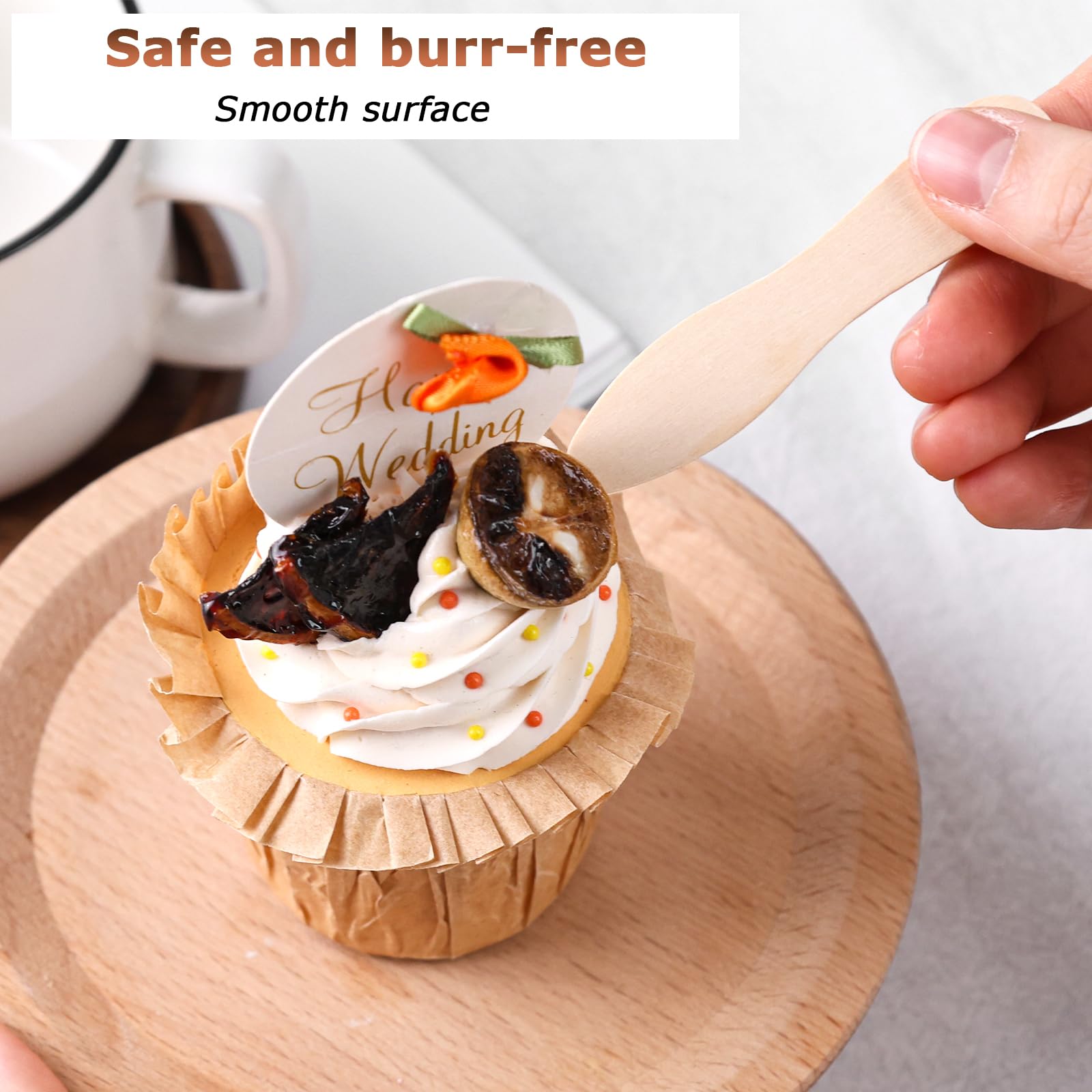 HANSGO 400PCS Wooden Ice Cream Spoons, Mini Tasting Spoons Wooden Small Dessert Spoons Sample Spoons for Crafts Tasting Sampling