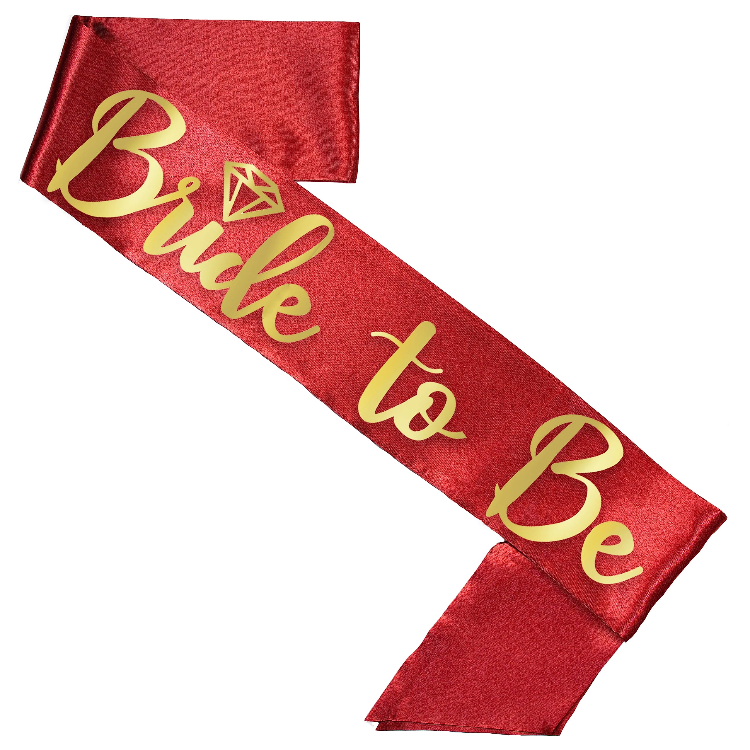 Red Bride Sash - Metallic Gold Luxury Bride To Be with Diamond Bridal Sash - Bachelorette Party Decorations Red Sash(B2BDiam Gld) RED