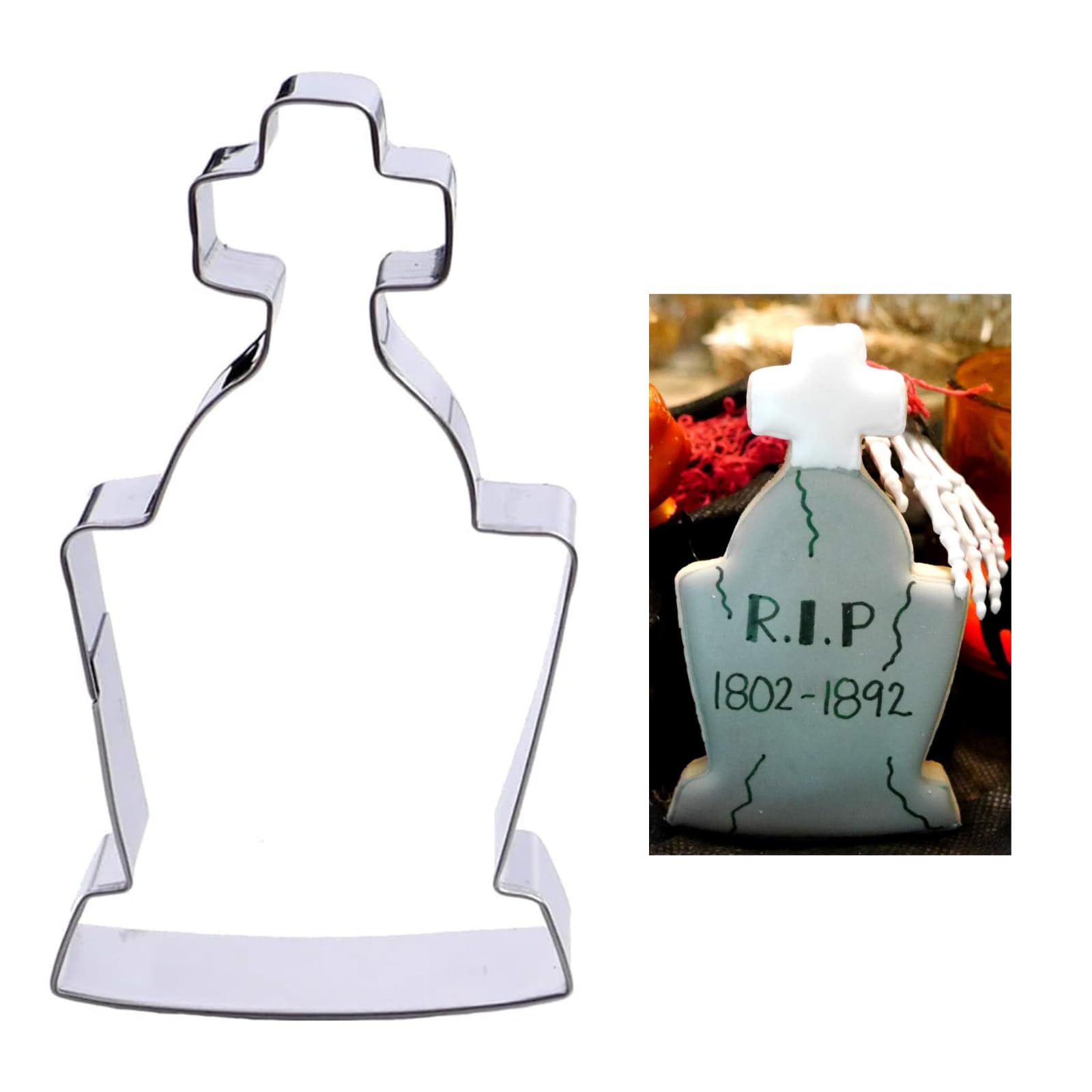 Halloween Graveyard Tombstone Cookie Cutter, Premium Food Grade Stainless Steel, Dishwasher Safe