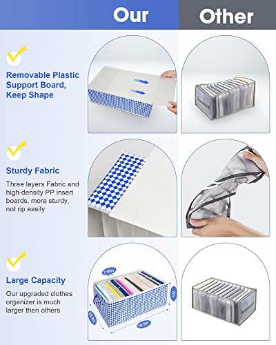 MULISOFT Drawer Organizers for Clothing, 2 Pack Underwear Drawer Organizer Clothes, 10 Grids Clothes Organizer for Folded Clothes,Wardrobe Clothes Organizer for Jeans,Pant,Sweaters,T-Shirt,Underwear