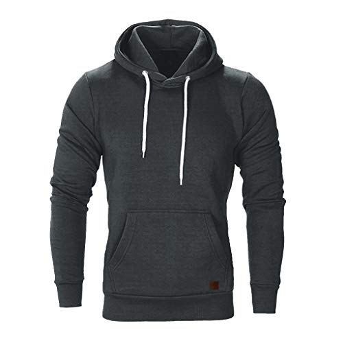 Thenlian Men‘s Long Sleeve Autumn Winter Casual Sweatshirt Hoodies Top Blouse Tracksuits Hooded Sweater(XL, Dark Gray)