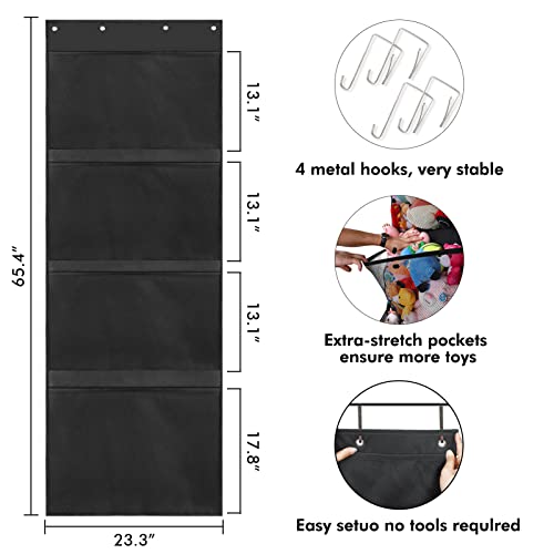 TOFGZ Stuffed Animal Storage,Over the Door Organizer for Filling Stuff , Portable Hanging Stuffed Animal Storage ,Durable Stuffed Animal Net or Hammock,Easy to Install(Black)
