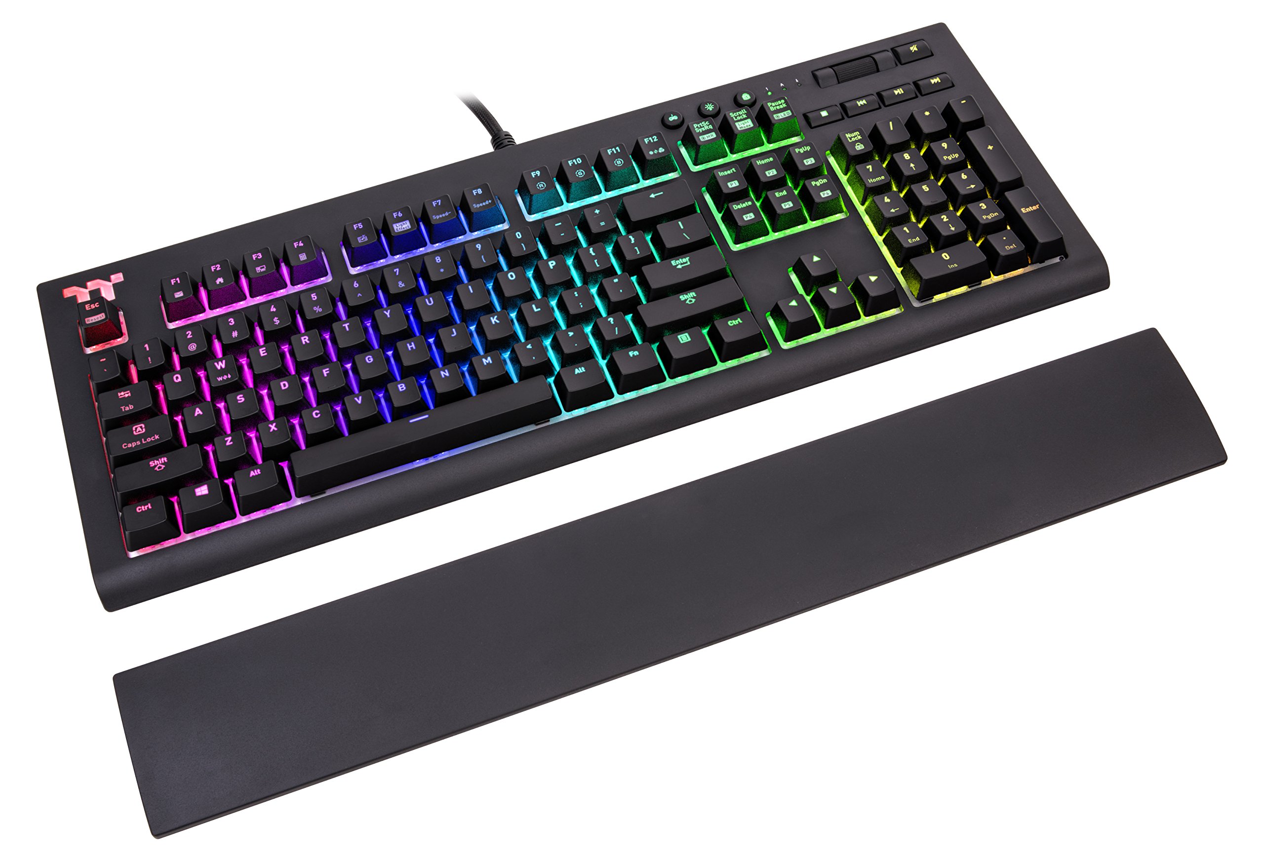 Thermaltake Tt Premium X1 RGB Smartphone Enabled Voice-Controlled AI 16.8 Million Color with 12 Lighting Effects Cherry MX Blue Switches Mechanical Gaming Keyboard KB‐TPX‐BLBRUS‐01