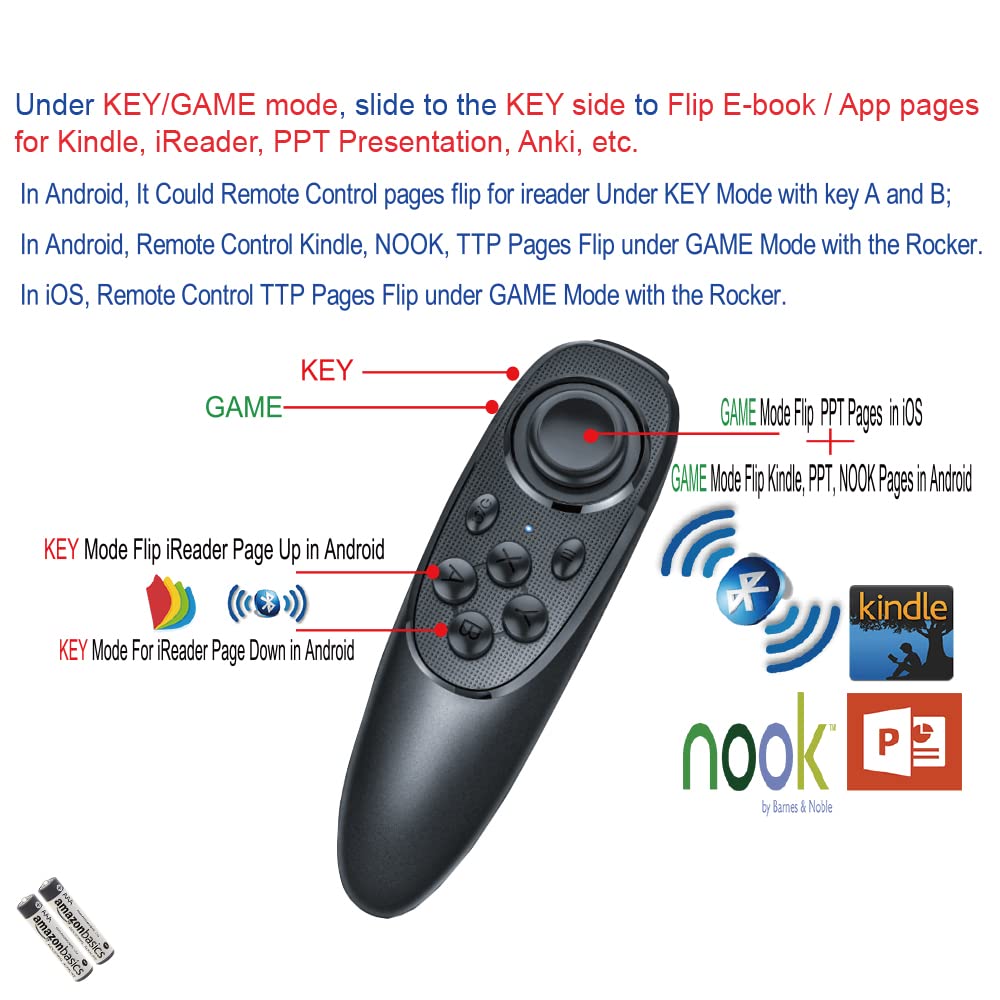 Universal Remote for Scroll TikTok Videos Play icade xinput Game, Control Music Video Playing, flip eBook Anki Page, be a Mouse Pointer & Selfie Shutter for All iOS Android & Windows Devices (WB)