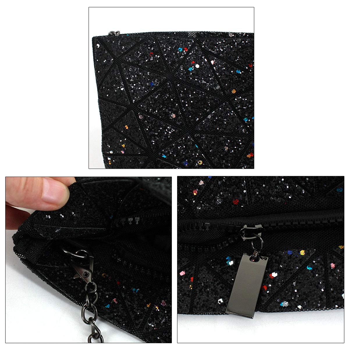 Sun Kea Geometric Shoulder Handbags Women Laser PU Cross-Body Bag Clutch Purse (Laser)