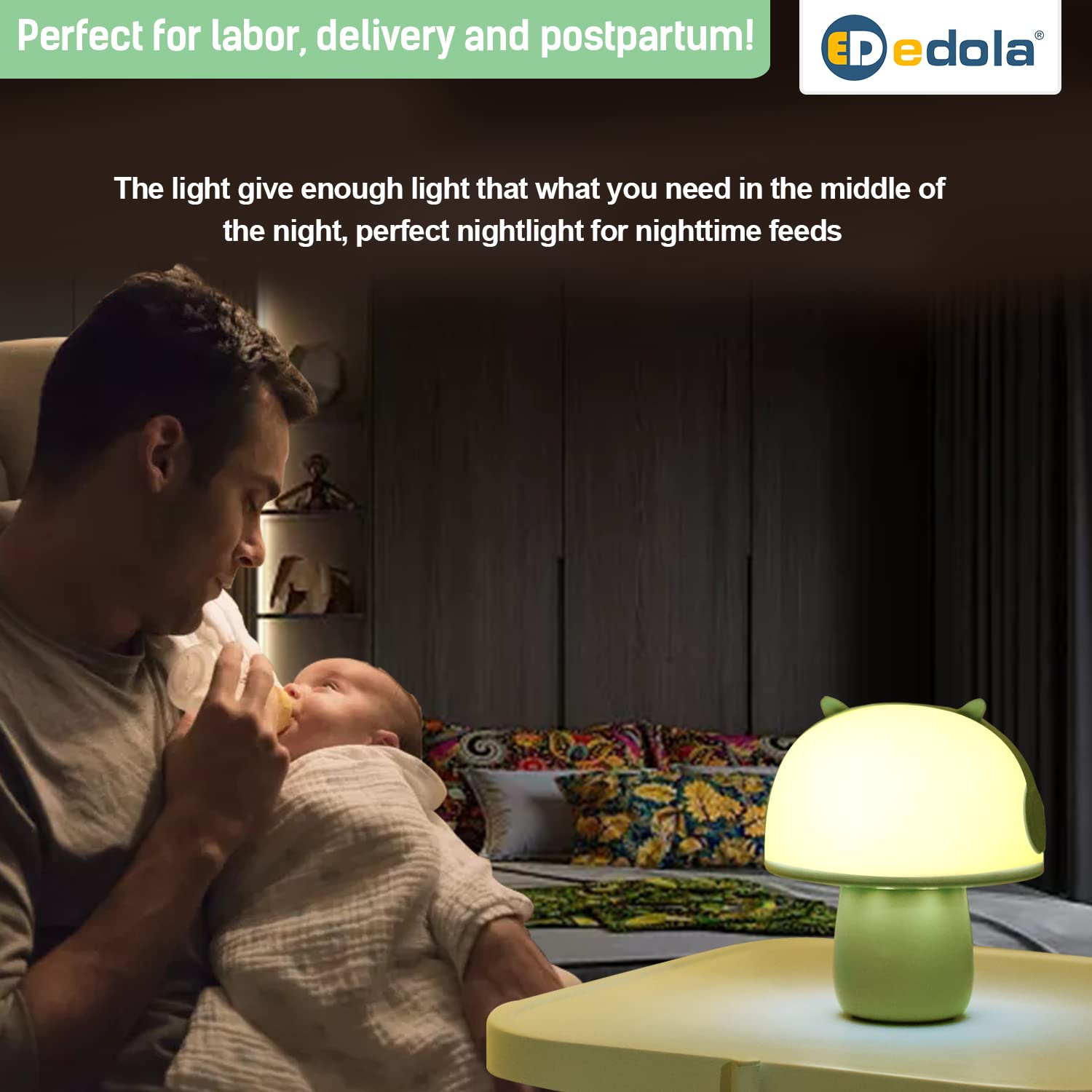 edola Baby Sleep Light, Toddler Projector Night Light, USB Rechargeable Portable Adjustable Brightness Light for Breastfeeding