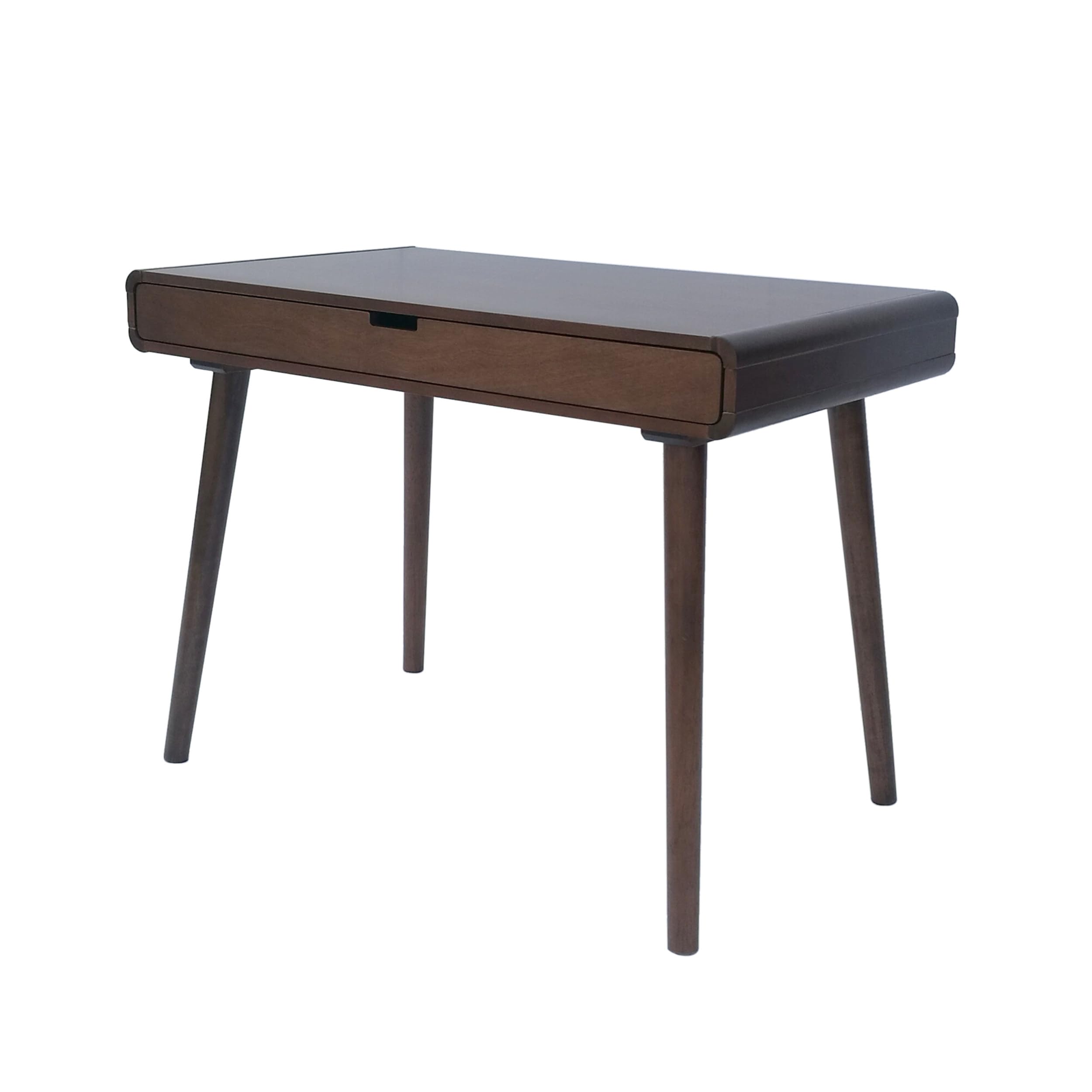 HyorecyTech Home Office Vintage Desk with rubberwood Legs, Solid Wood Writing Desk with Large Drawer, Mid Century Solid Wood Computer Desk for Home Office, Reading Room (Wood Desk- Brown)