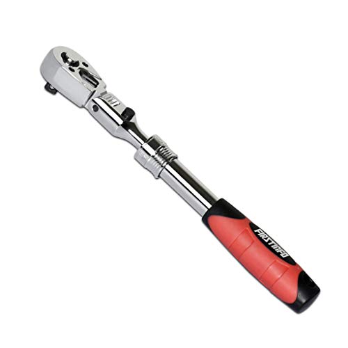 FIRSTINFO F3222NC 3/8-Inch Drive Locking & Flexible Extendable Ratchet Wrench Reversible, Soft-Grip with 72-Tooth Geared Action (Length: 10.2 to 14.1 inches)