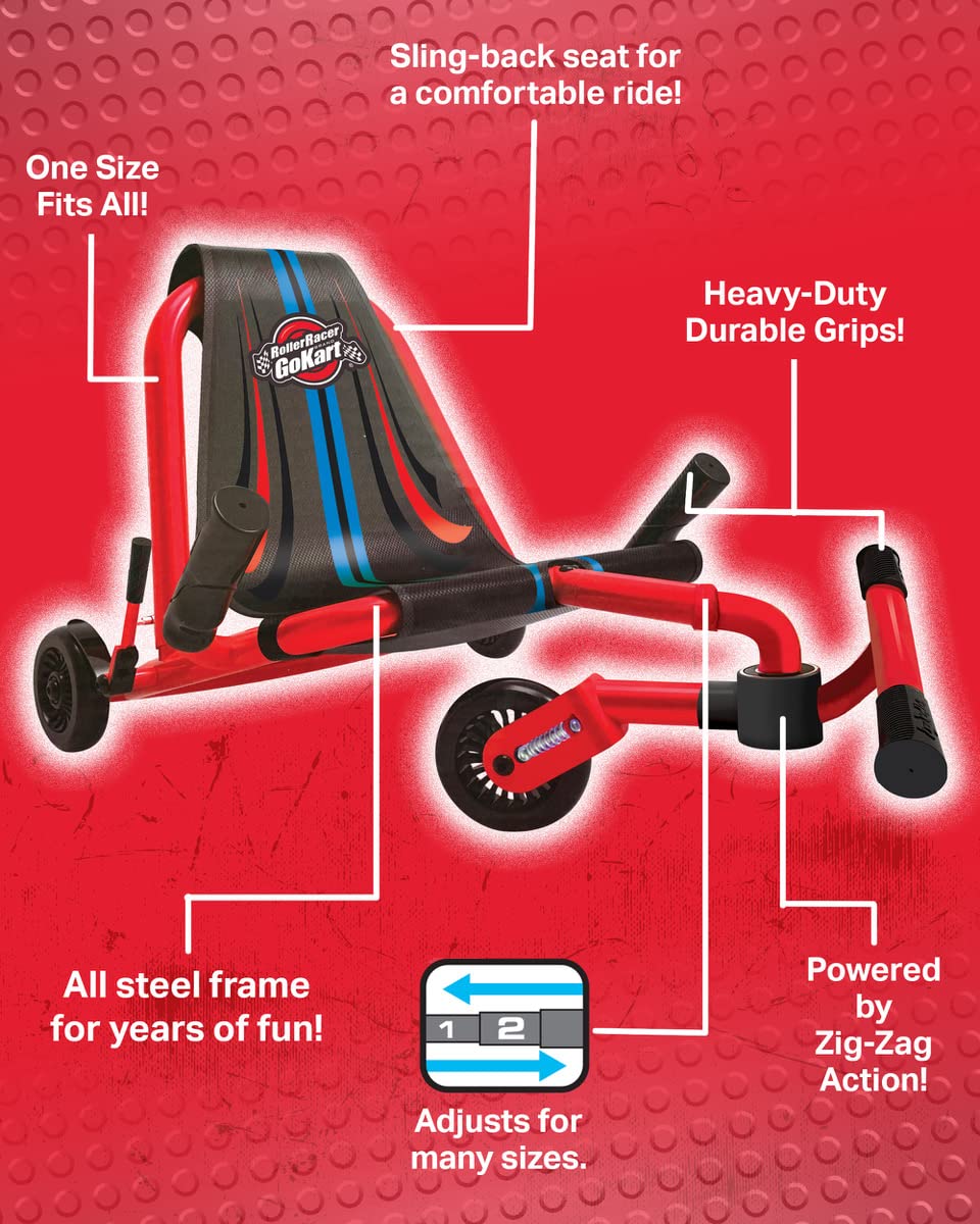 Roller Racer Go Kart, Swing Side-to-Side for Amazing Ride, Powered by Zig-Zag Motion, Rides on Any Hard Surface (Indoors and Outdoors)