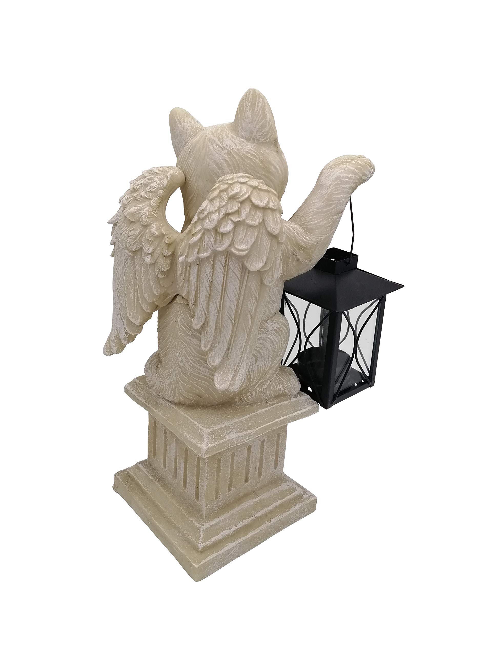 Comfy Hour Loving Memory Collection Resin Memorial Cat Angel Taking A Lantern Pet Status Light Gray Perfect for Home Or Outdoor Garden