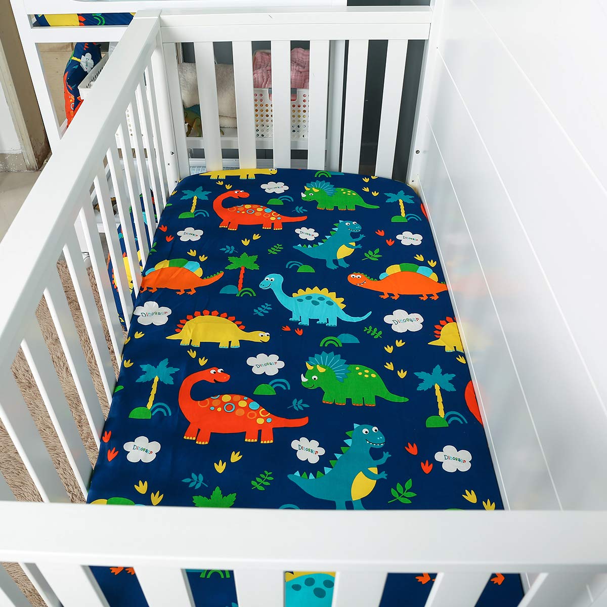 Changing Pad Cover - Soft Mini Crib Sheets for Boys and Girls 1 Pack 32×16 Inch Unisex Change Pad Sheets Dinosaur - by UOMNY