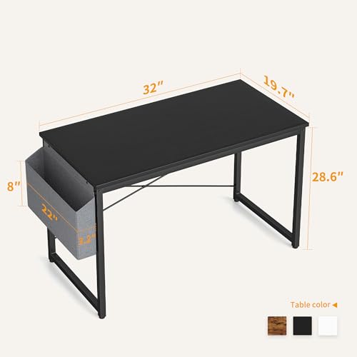 Cubiker Computer Desk 32 inch Home Office Writing Study Desk, Modern Simple Style Laptop Table with Storage Bag, Natural