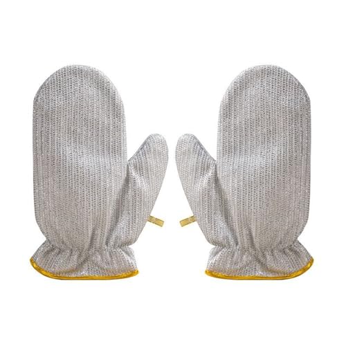 CUBIKOKIH Wire Dishwashing Gloves,Kitchen Wire Dishwashing Gloves Anti-Scalding, Heat-Insulating and Decontamination Artifact (Silver,1pair)