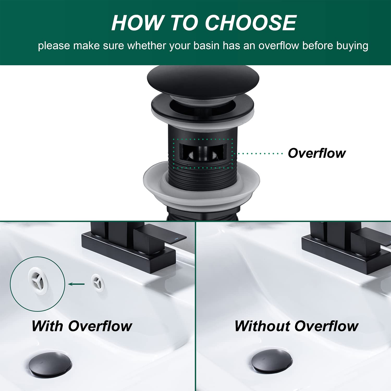 HAMOLER 4 Inch Centerset Waterfall Bathroom Faucet 2 Handle 3 Hole Basin Faucet with Pop Up Drain with Overflow, Vanity Faucet Matte Black