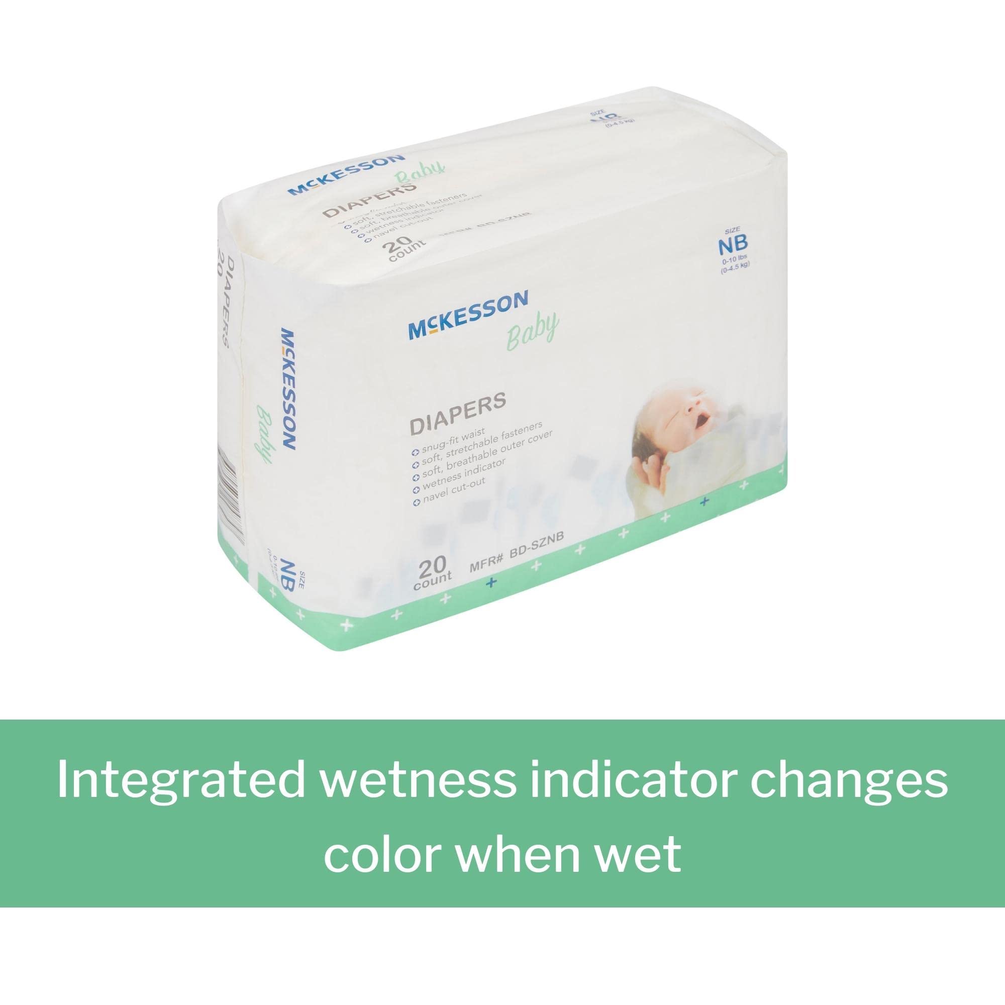 McKesson Baby Diapers for Newborns - Disposable, Breathable, Navel Cut-Out - 0 to 10 lbs, 20 Count, 6 Packs, 120 Total