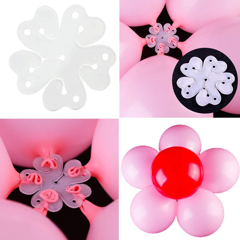 PASOCON 30 Pcs White Flower Shape Balloon Clips, Reusable, for Balloon Arch, Birthday, Baby Shower, Graduation, Wedding Decorations