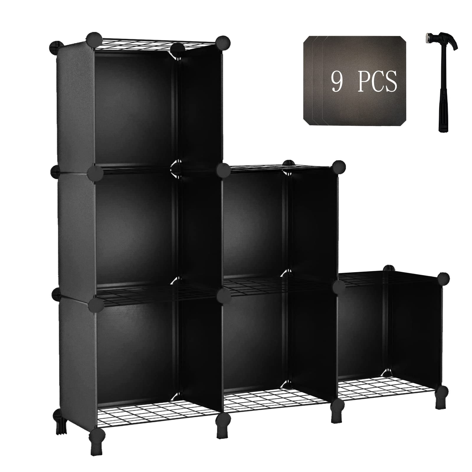 Upgraded 6 Cube Storage Organizer Shelf Storage Cubes Organizer Shelves with Hammer, DIY Shelf Organizer for Bedroom Study Children's Room
