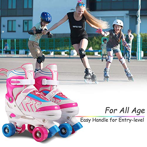 Hikole Kids Roller Skates for Girls and Boys, Toddler Skates with 4 Adjustable Size - Safe and Durable Quad Skates for Beginners,Perfect for Outdoor & Indoor Use