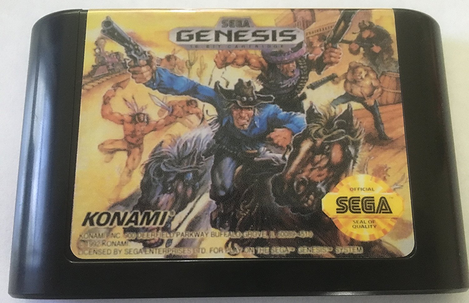 Sunset Riders (Sega Genesis / Megadrive) - Reproduction Cartridge with Clamshell Case and Manual