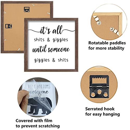 FINGERINSPIRE It's All Shits Art Sign Solid Wood Bathroom Sign with Arylic Layer 7x7 Inch Funny Bathroom Wall Art Large Hangable Wooden Frame for Bathroom Decor