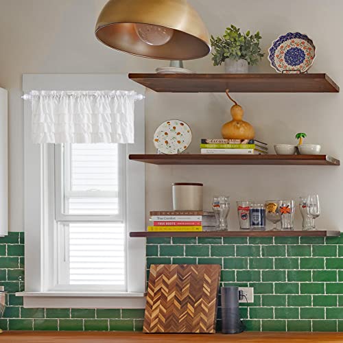 WestWeir White Ruffle Kitchen Valances for Windows- Valance Curtain for Living Room,Farmhouse Decor 50 w x 18 inch Length 1 Panel