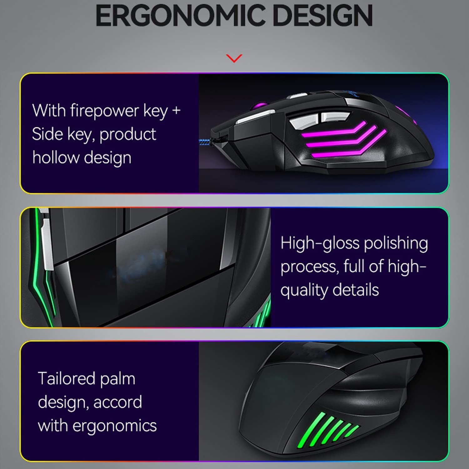 EXHNLE Gaming Keyboard and Mouse Combo Wired LED RGB Backlit, USB Wired Backlit Keyboard, for Laptop PC Computer Game and Work