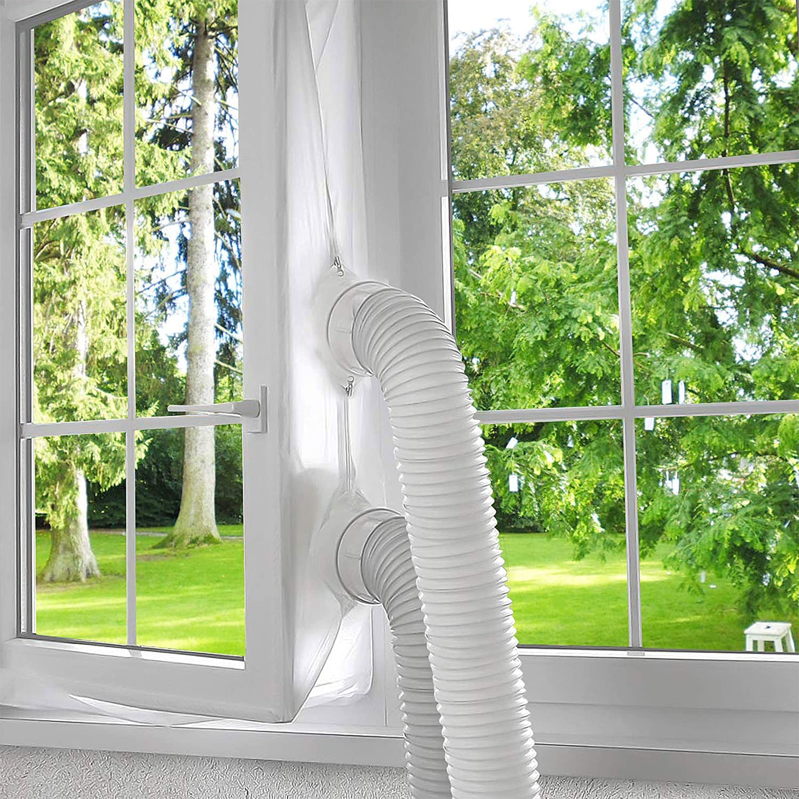 UniForU Window Seal for Portable Air Conditioner Window Cover with The Double Access Zipper and Adhesive Fastener 400cm/157β (400cm/157)