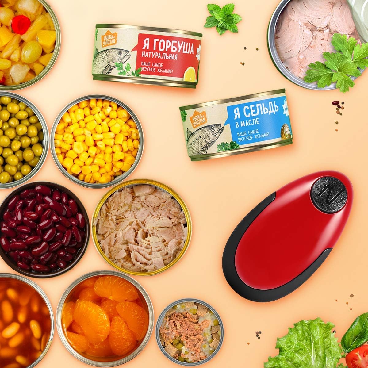 Electric Can Opener with Smooth Edge, One-Touch Automatic Can Opener Opens Almost All Can Sizes, Kitchen Utensils for Housewives, Seniors and Arthritis Sufferers, Food-Safe, Battery Operated