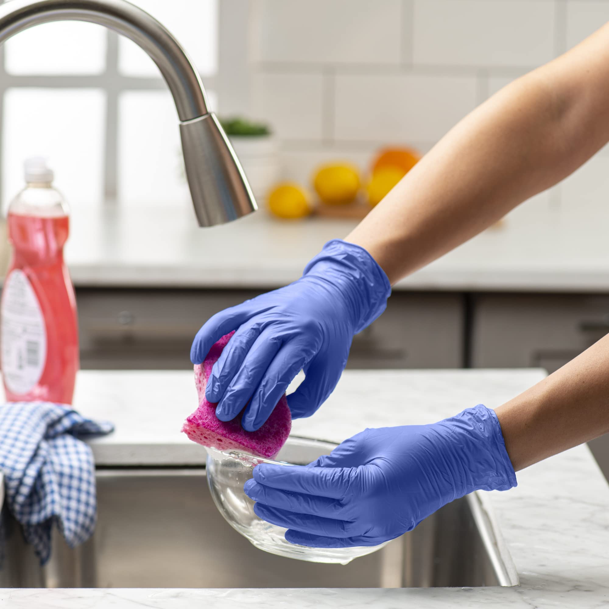Comfy Package [100 Count Blue Nitrile Gloves, Disposable Gloves - 4 Mil, Latex & Rubber Free, Non-Sterile Powder Free Gloves - X-Large